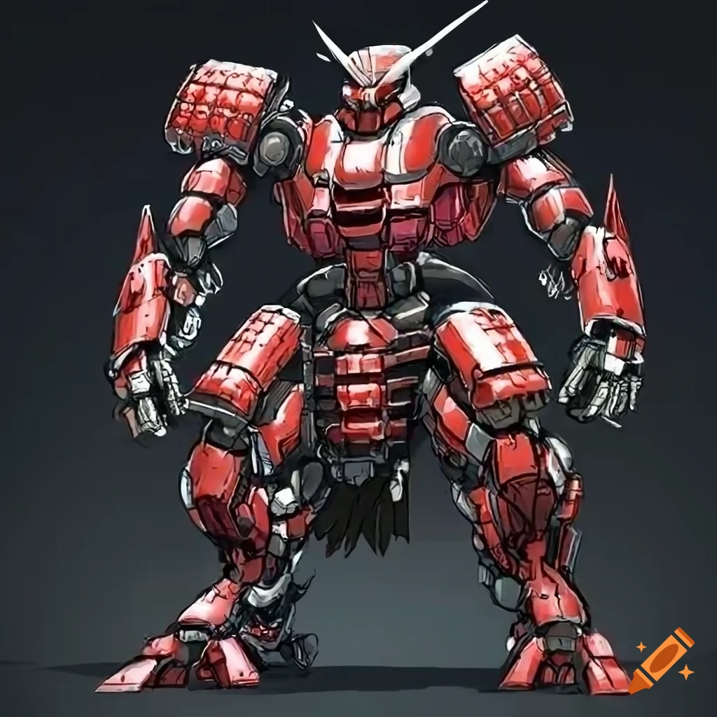 Anime Samurai Mecha Red