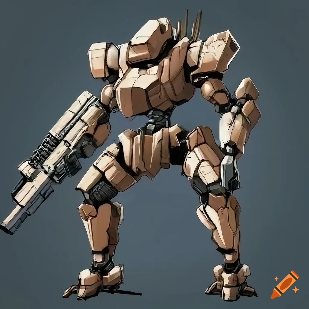 Anime-style humanoid sniper mech on Craiyon