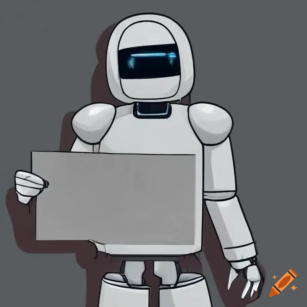Illustration of a white ASIMO robot in an office on Craiyon