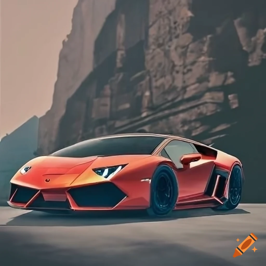 Lamborghini car on a cliff on Craiyon