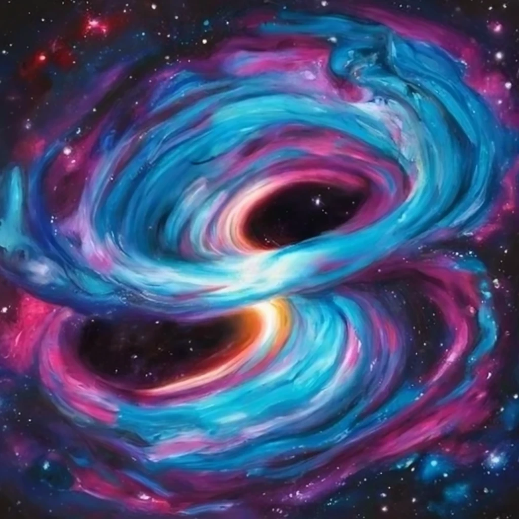 Fantasy oil painting of a colorful spiral galaxy on Craiyon