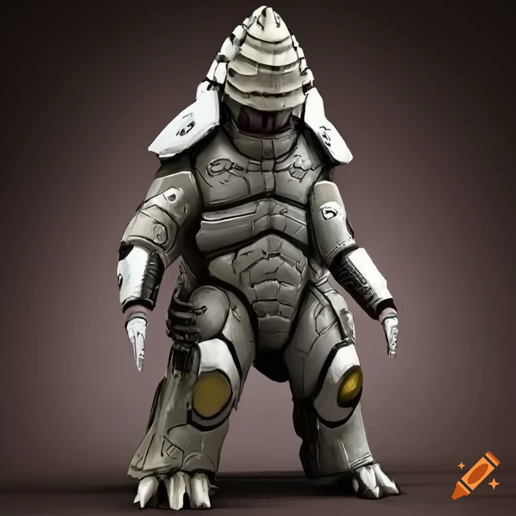 Illustration of a futuristic cyborg turtle kaiju on Craiyon