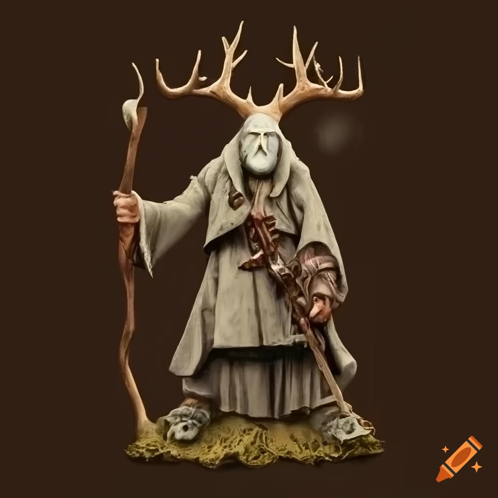 Image of a robed wizard with deer antlers and staff on Craiyon