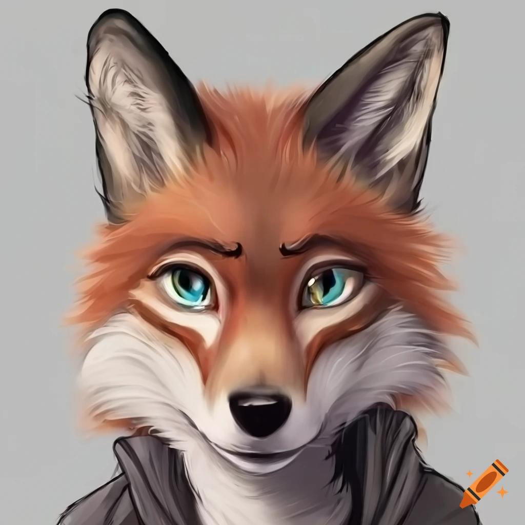 Portrait of a female anthro fox-wolf on Craiyon