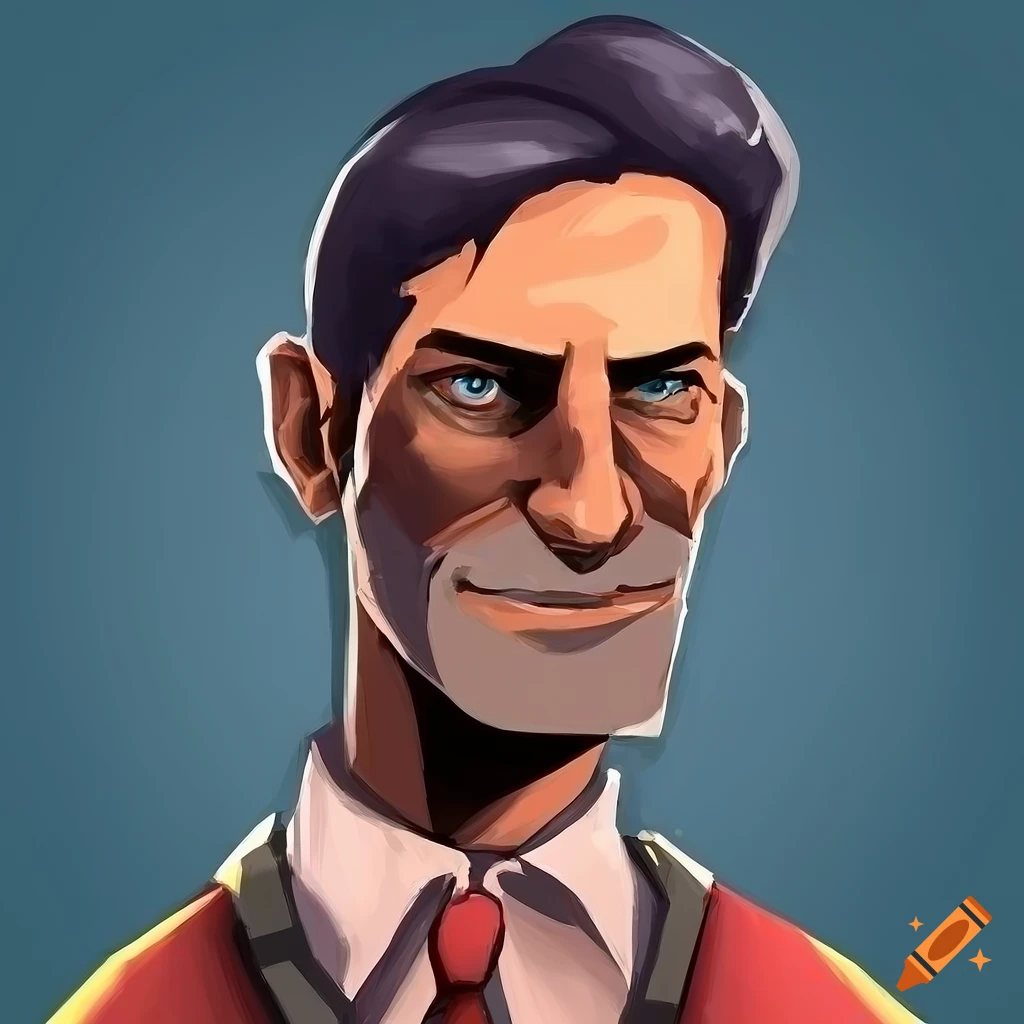 Painted portrait of Jerma985 in Team Fortress 2 style on Craiyon