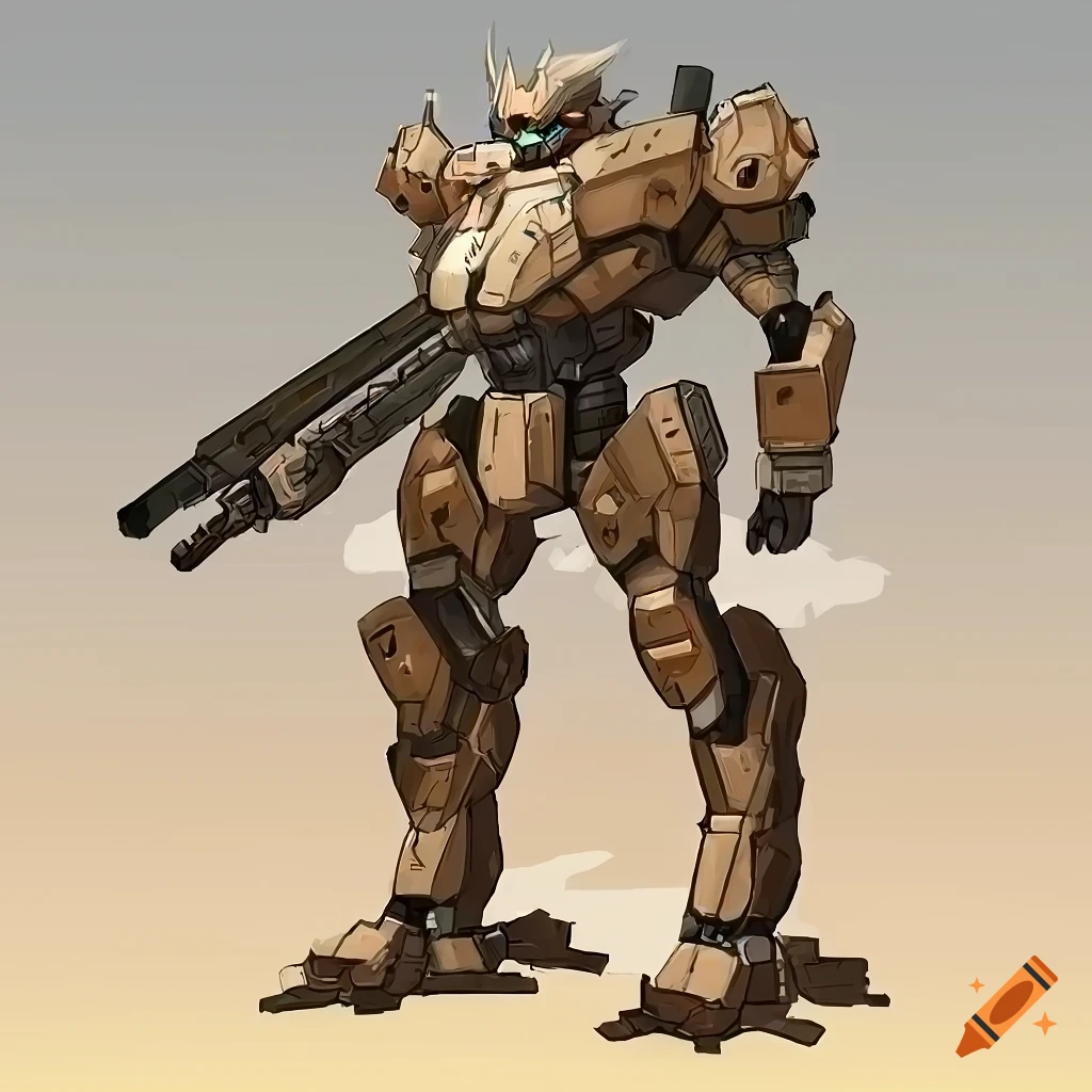 Anime mecha sniper with desert camouflage on Craiyon