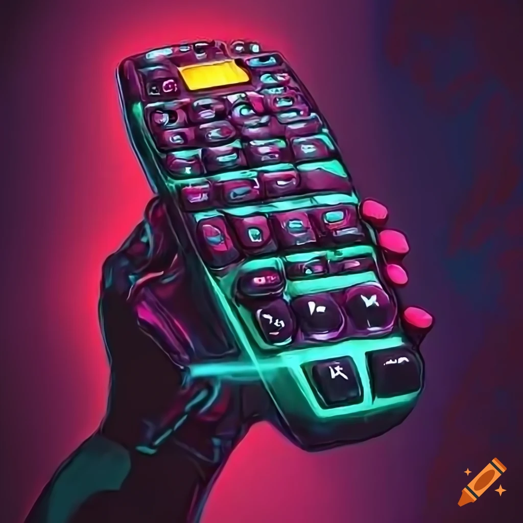 Digital illustration of hand pressing tv remote control button on Craiyon