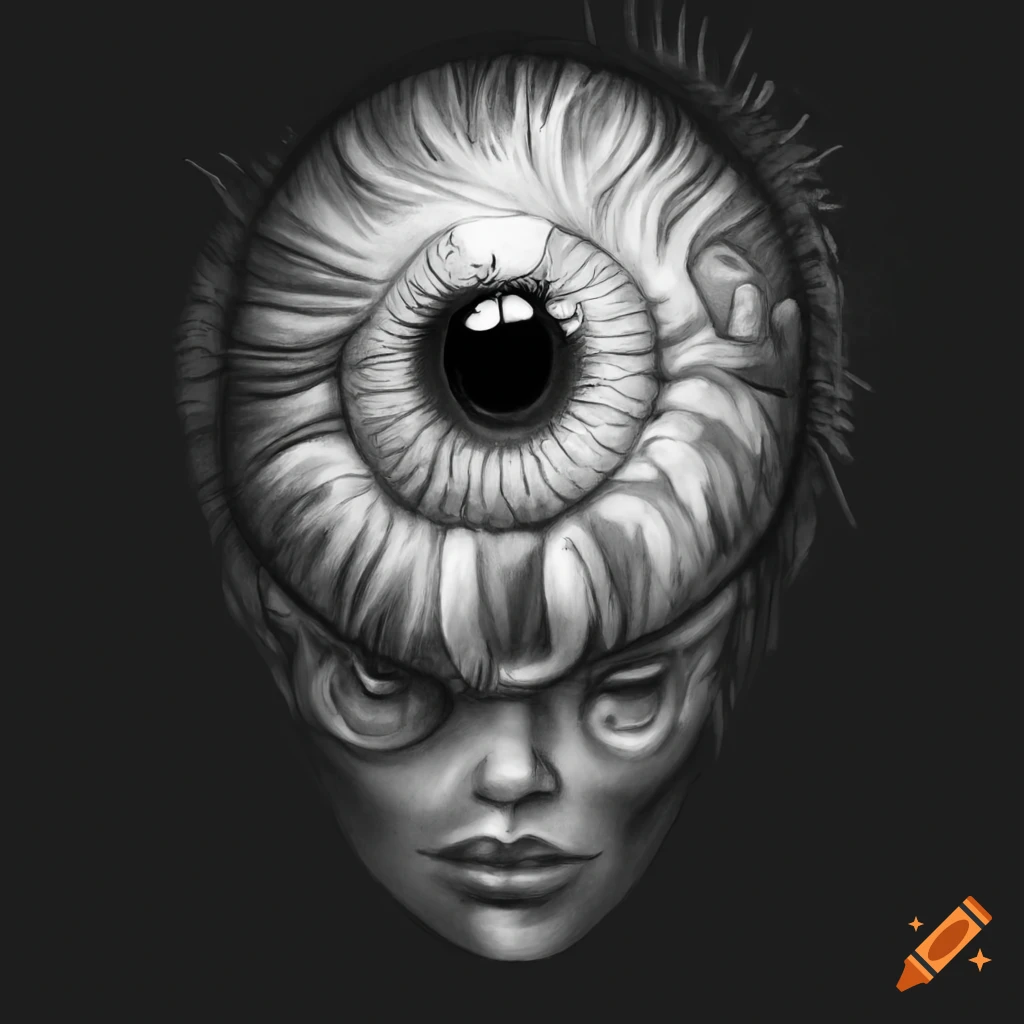 Detailed drawing of eye socket and eyeball on Craiyon