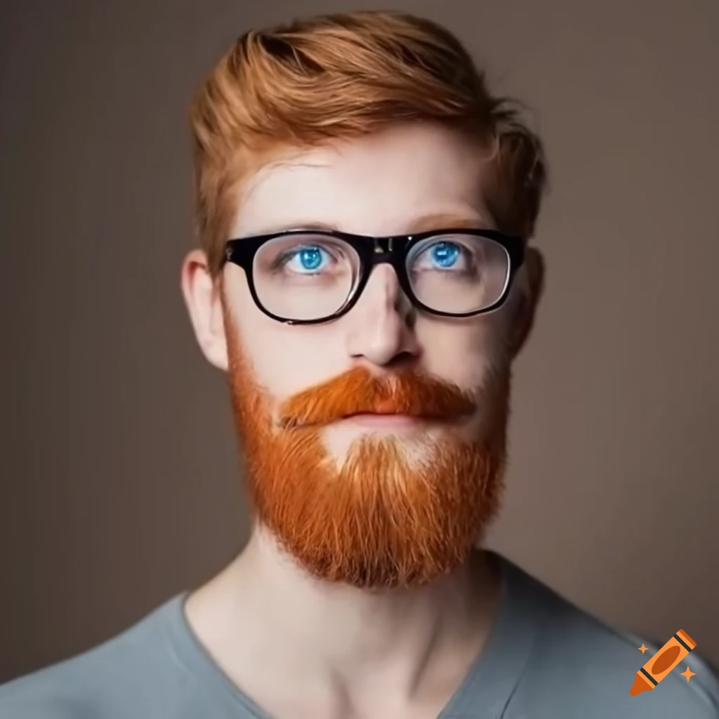 Portrait of a man with brown hair and red beard on Craiyon