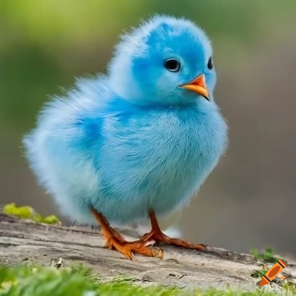 Photo realistic blue chick on Craiyon