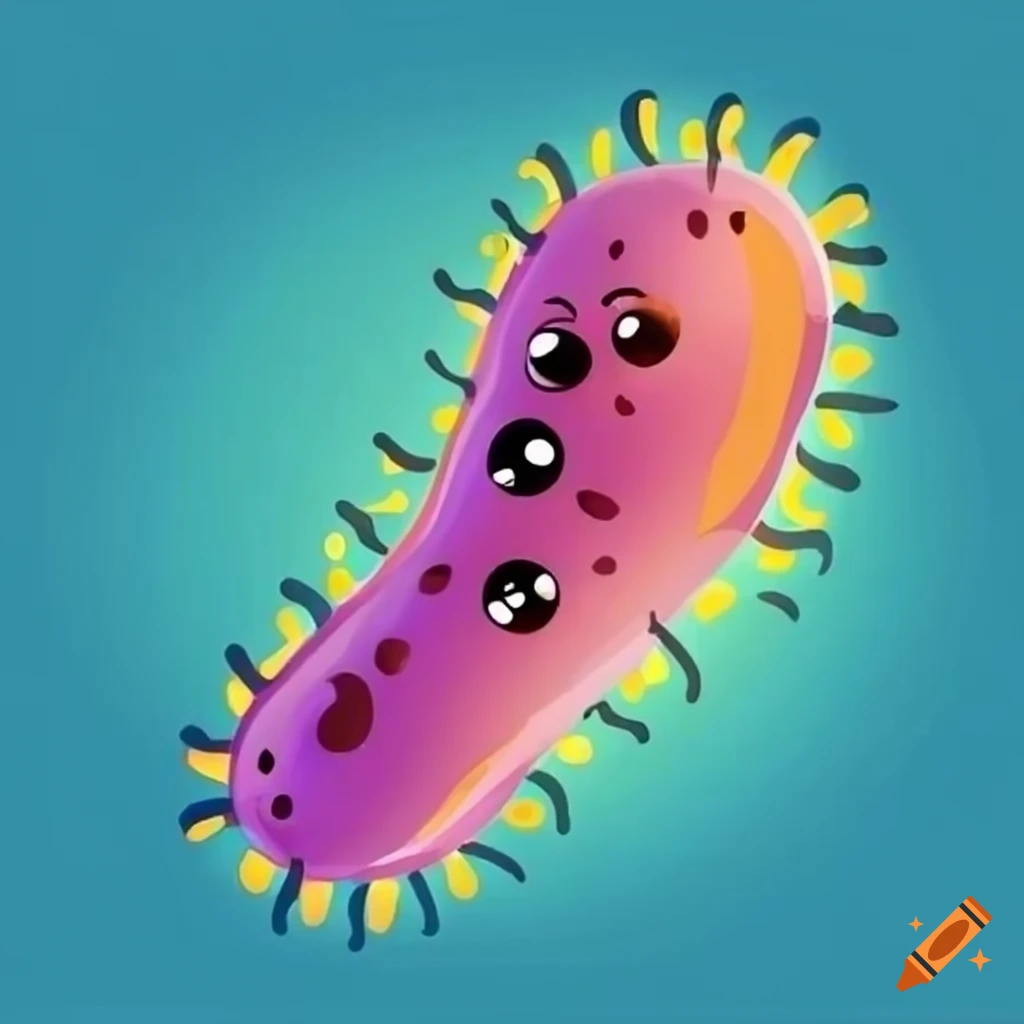 Colorful cartoon of a cute infectious bacteria on Craiyon