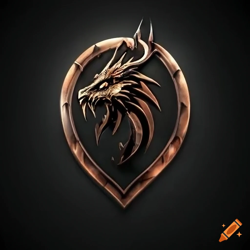 Dark fantasy dragon shield logo on Craiyon