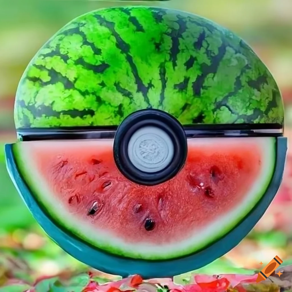Pokeball and watermelon fusion artwork on Craiyon