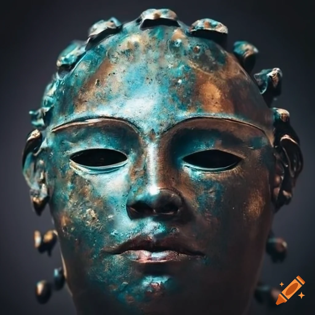 Bronze mask sculpture on Craiyon