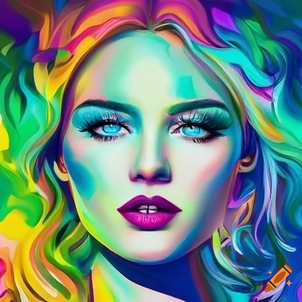 Portrait Of A Strikingly Beautiful Woman With Pale Blue Eyes And Light