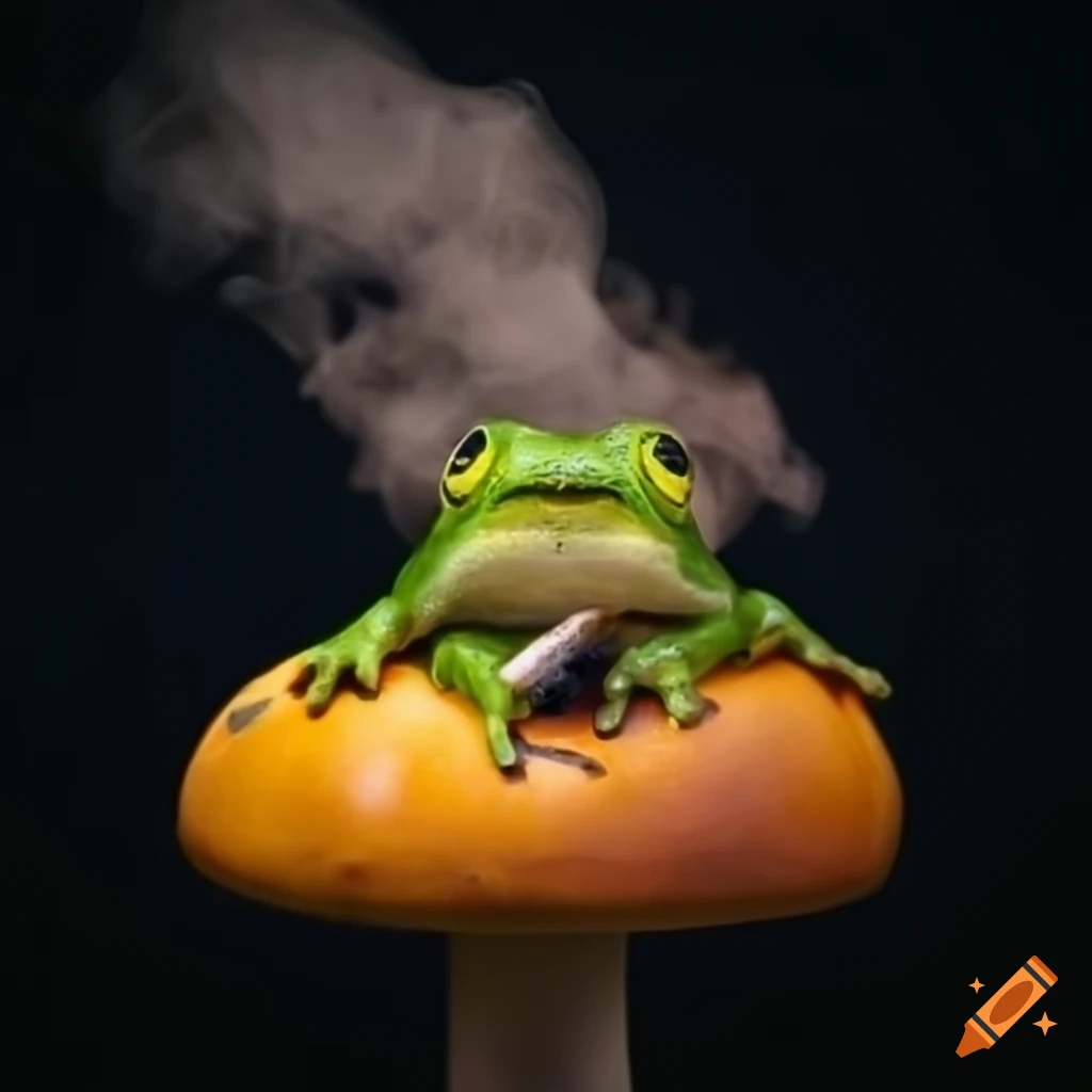 Frog sitting on a toadstool on Craiyon