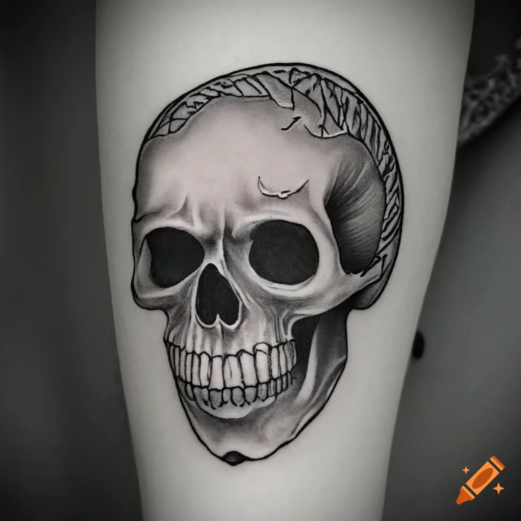 Intricate skull tattoo design on Craiyon