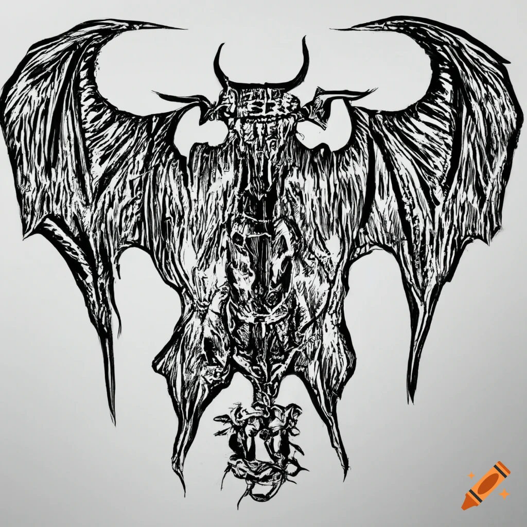 Black death metal band logo with bat wings on Craiyon