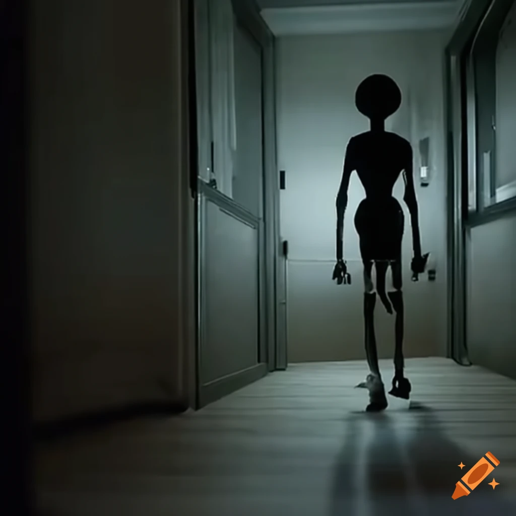 Cctv footage of an alien walking at home on Craiyon