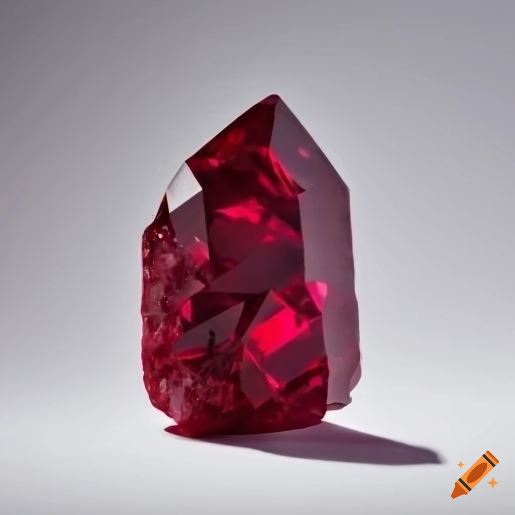Dark red ruby crystal on white background on Craiyon