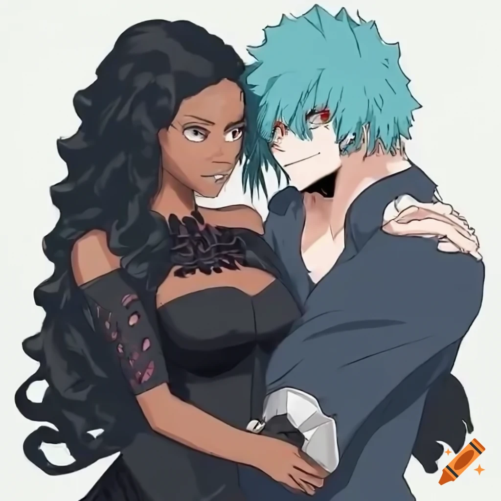 Shigaraki Hugging A Gothic African American Woman