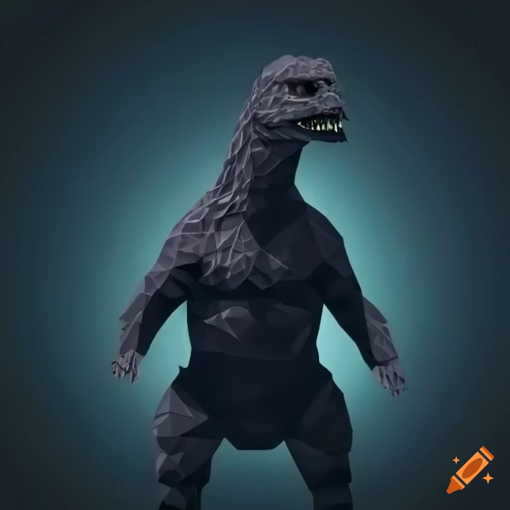 Low poly artwork of godzilla and king kong fighting on Craiyon