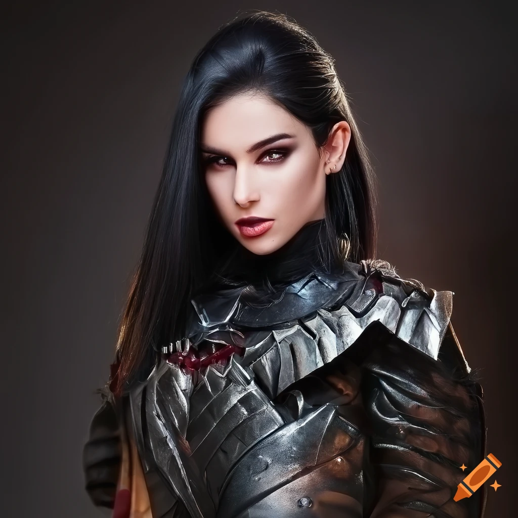 Stunning female warrior in dragon armor on Craiyon