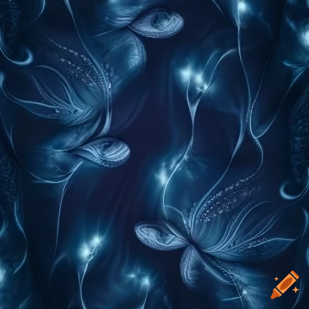 Abstract silver and dark indigo floral pattern on Craiyon