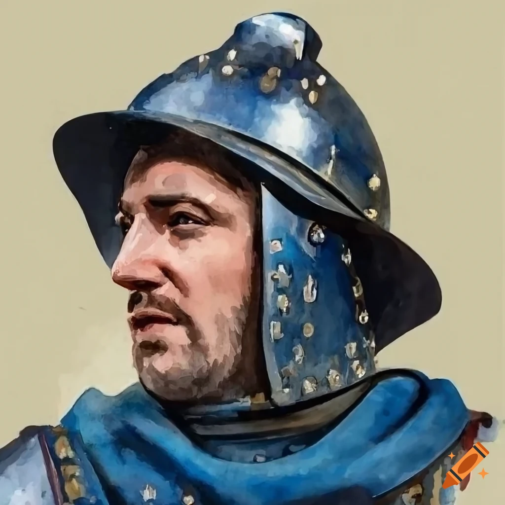 Watercolor portrait of a french medieval soldier on Craiyon