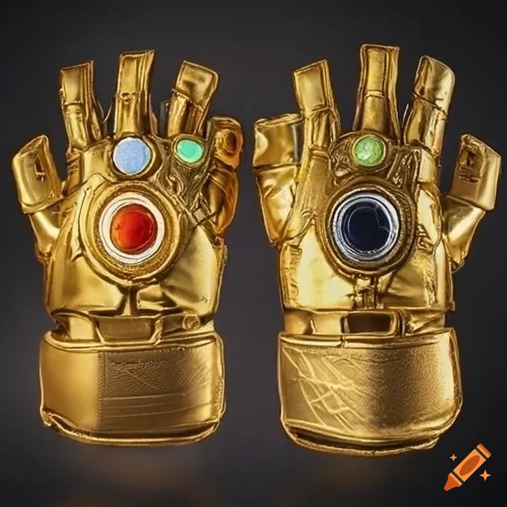 Pair of gold mma gloves with infinity gauntlet design on Craiyon