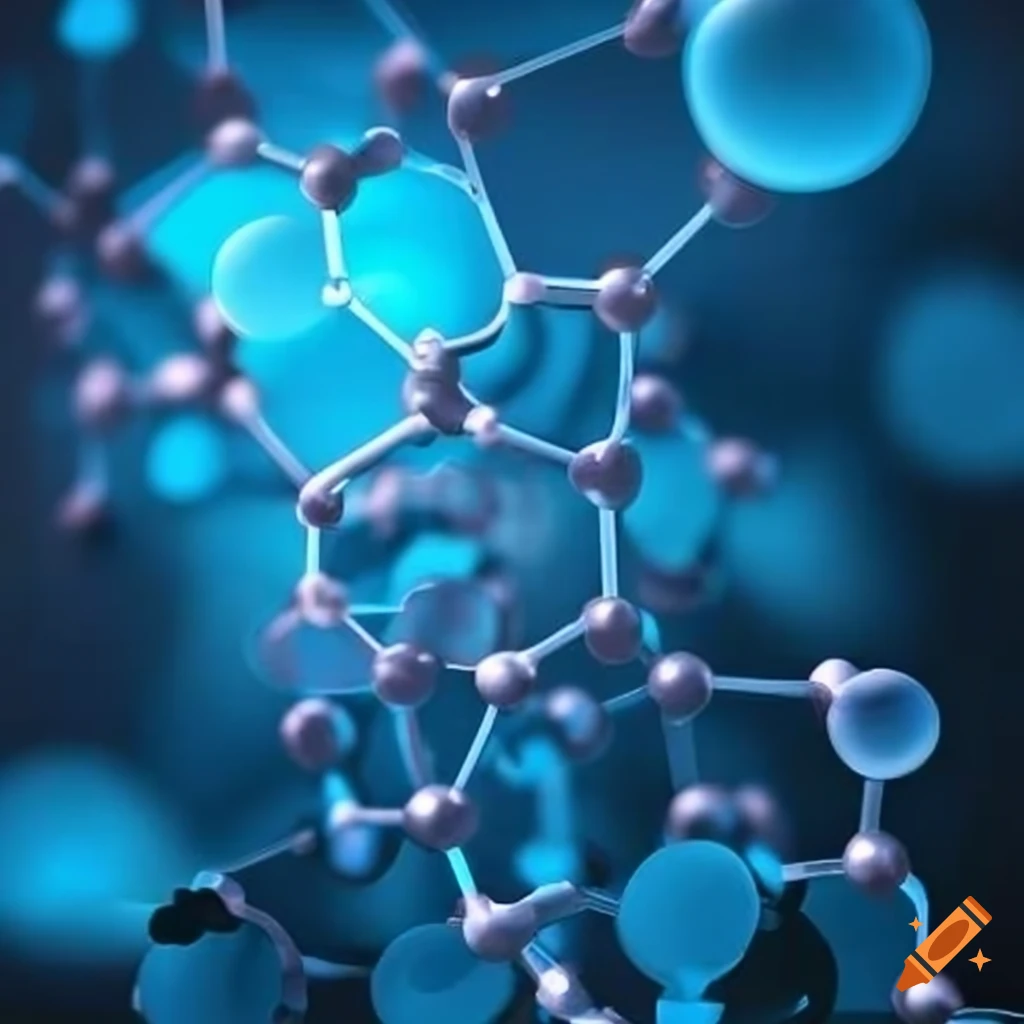 Blue molecular structure of chemicals on Craiyon