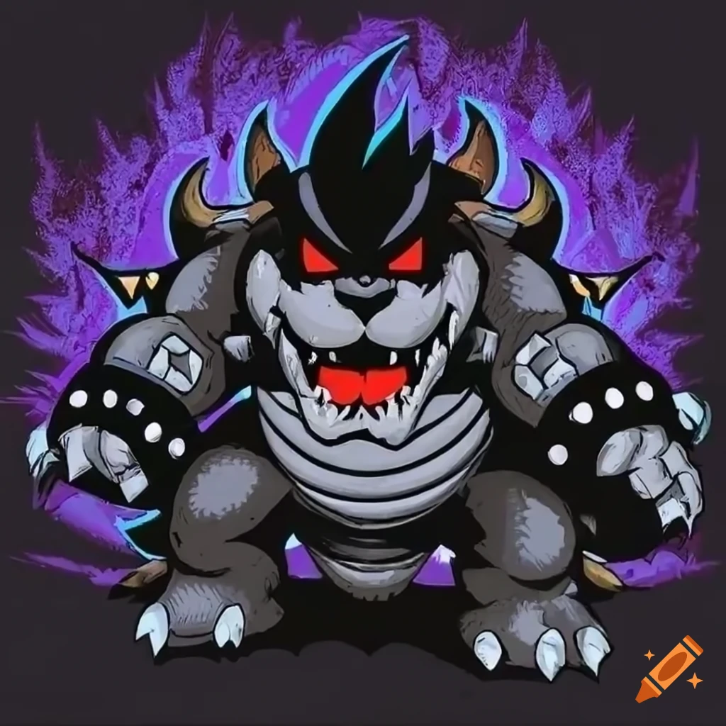 Retro comic art of muscular dark bowser on Craiyon