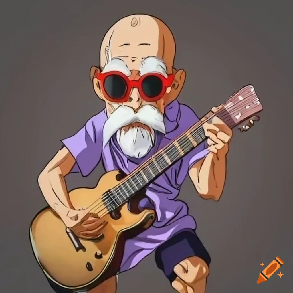 Master Roshi playing guitar on Craiyon
