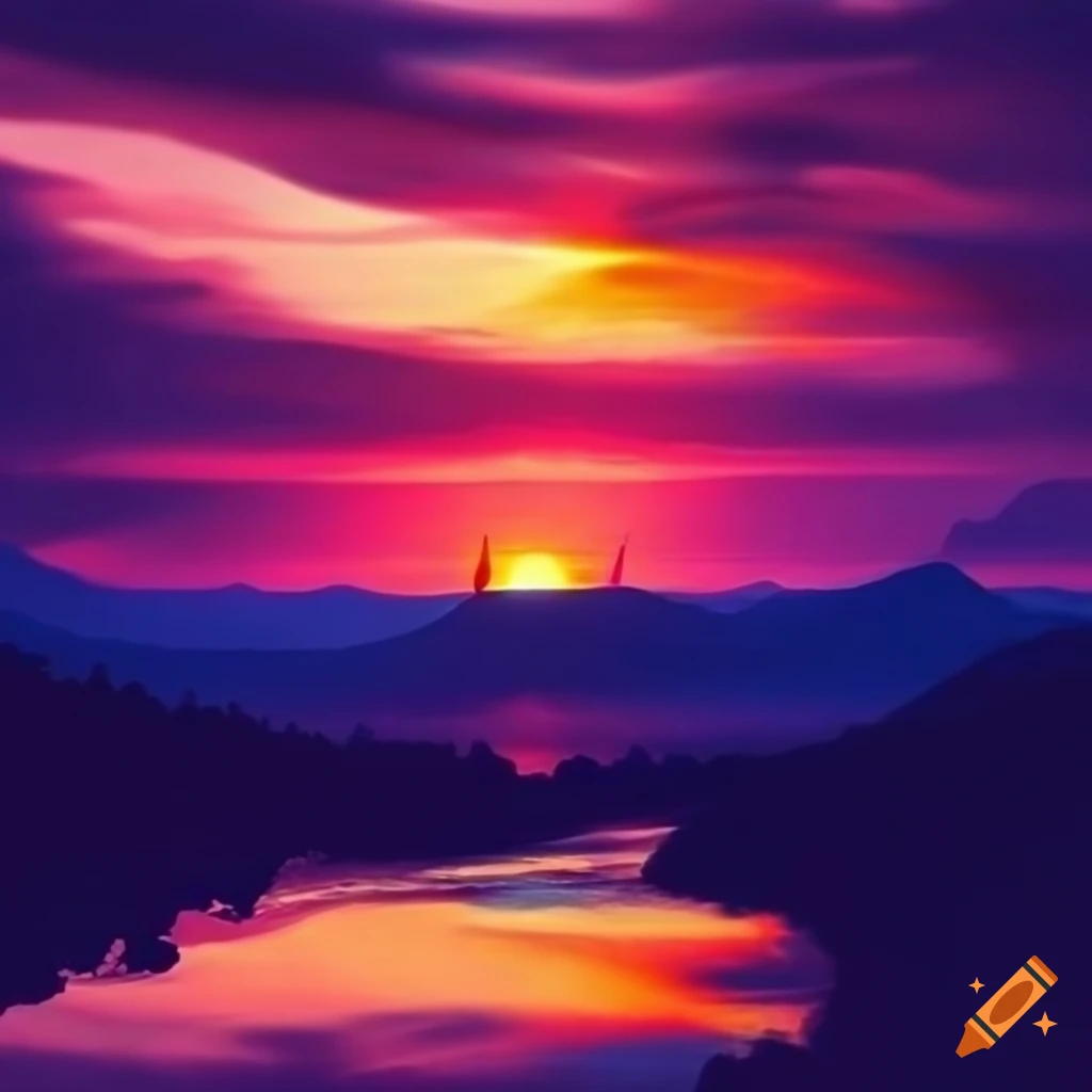 Stunning sunset scenery wallpaper for android on Craiyon