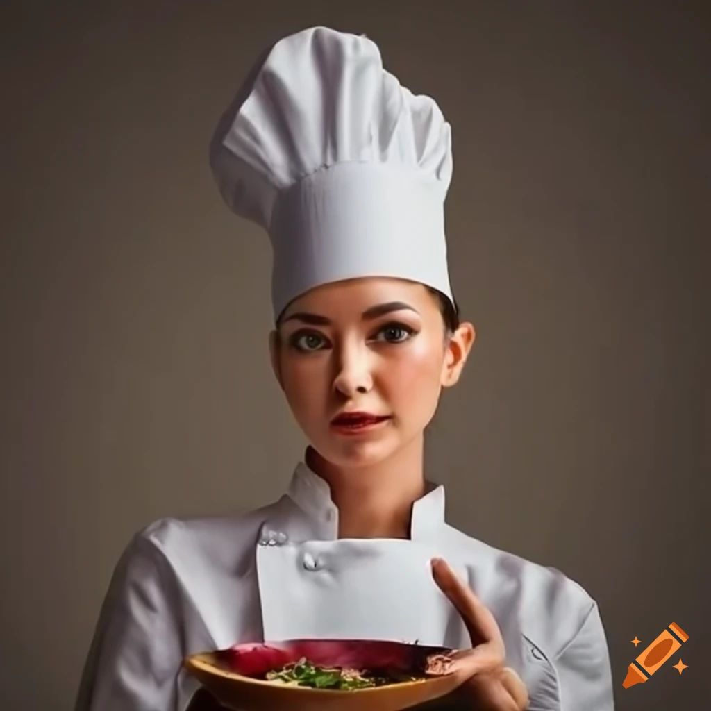 Skilled female chef creating a culinary masterpiece on Craiyon
