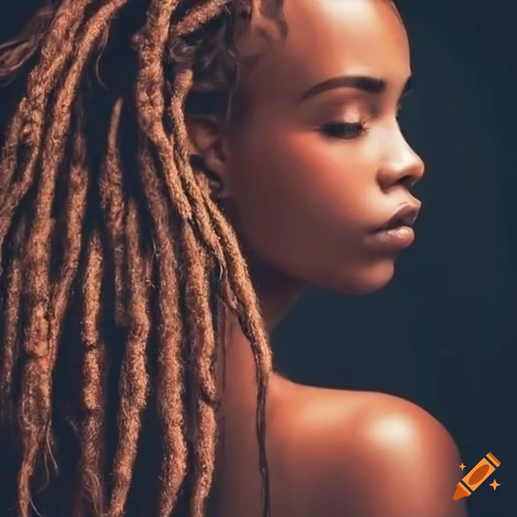 Stunning side view of a woman with dreadlocks on Craiyon