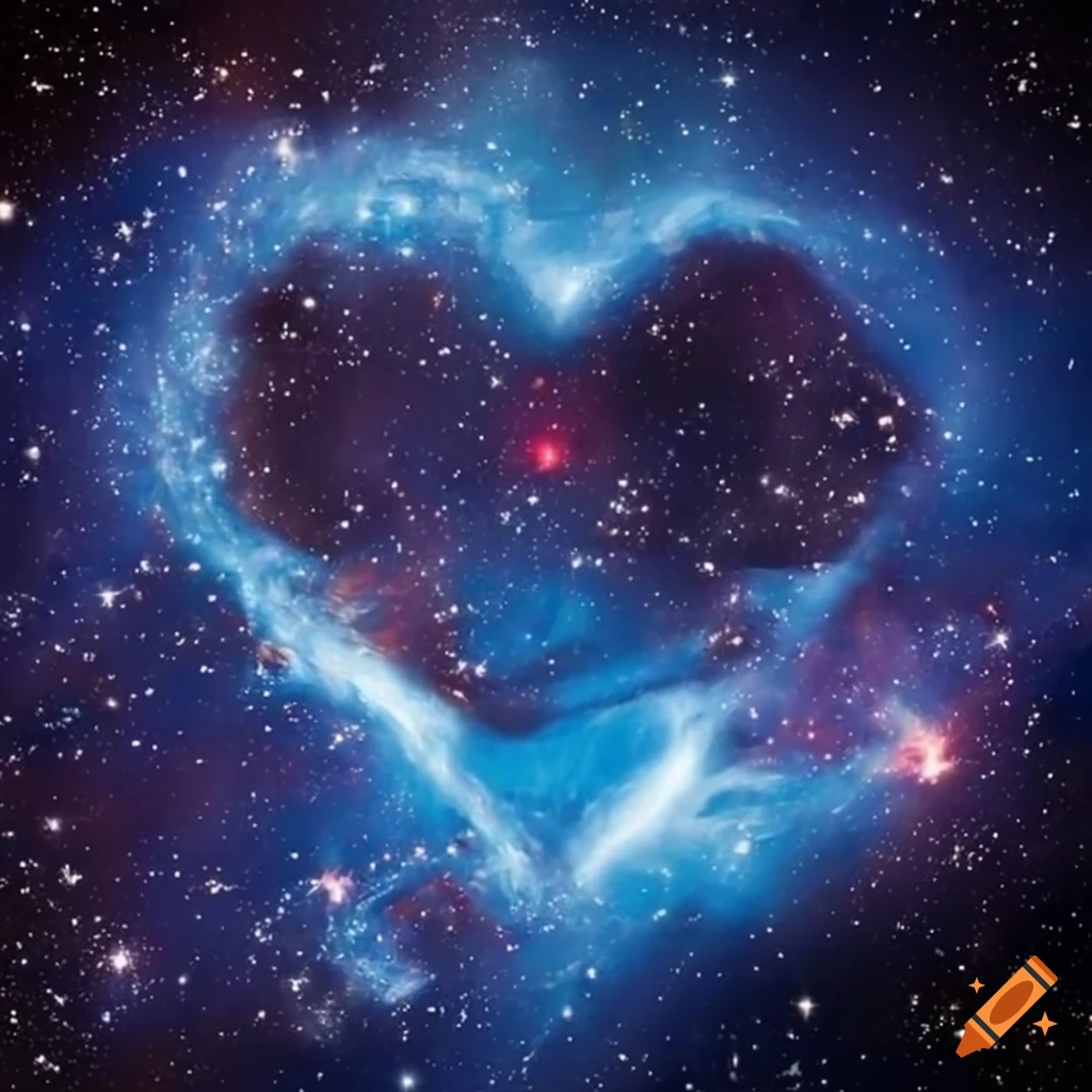 Space artwork with a heart shape on Craiyon