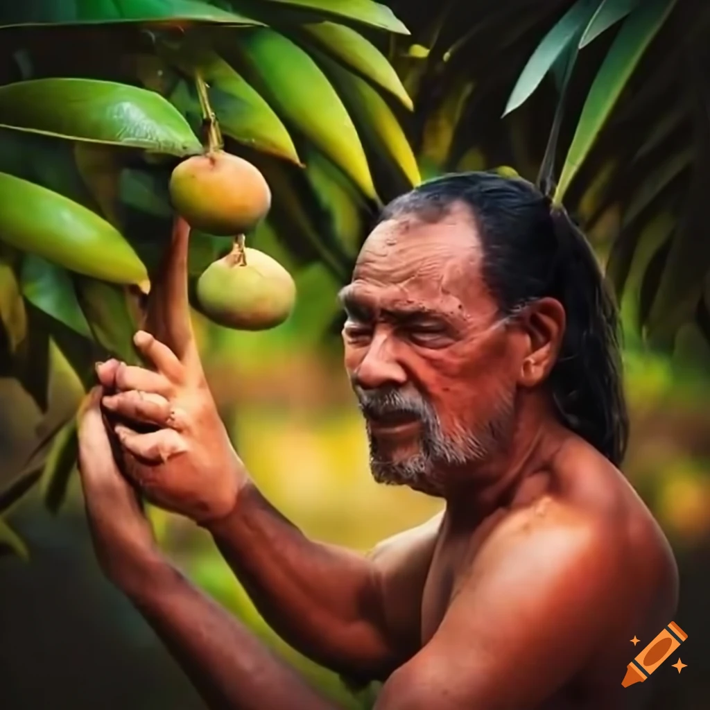 Dutch van der Linde on a mango farm in Tahiti on Craiyon