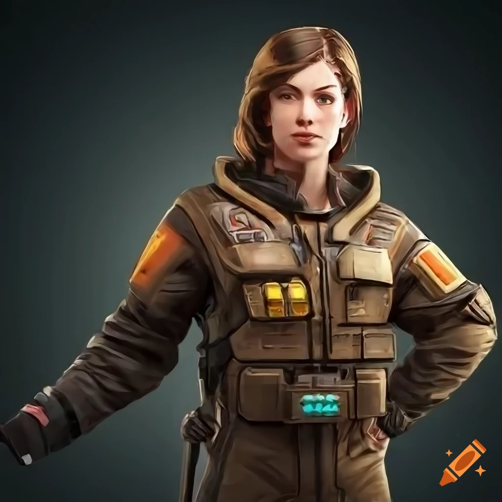 Photo portrait of a spaceship engineer in uniform on Craiyon