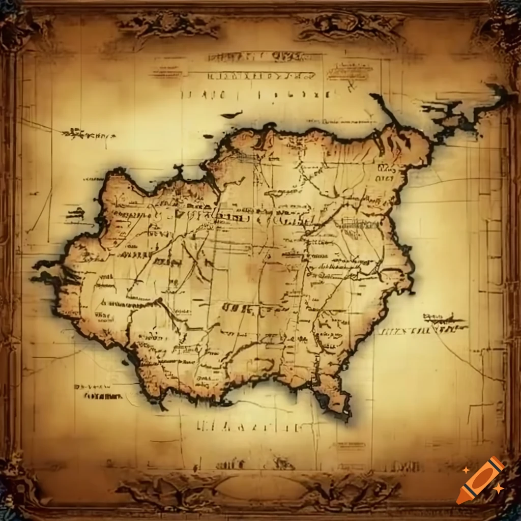 Realistic old map with intricate details on Craiyon