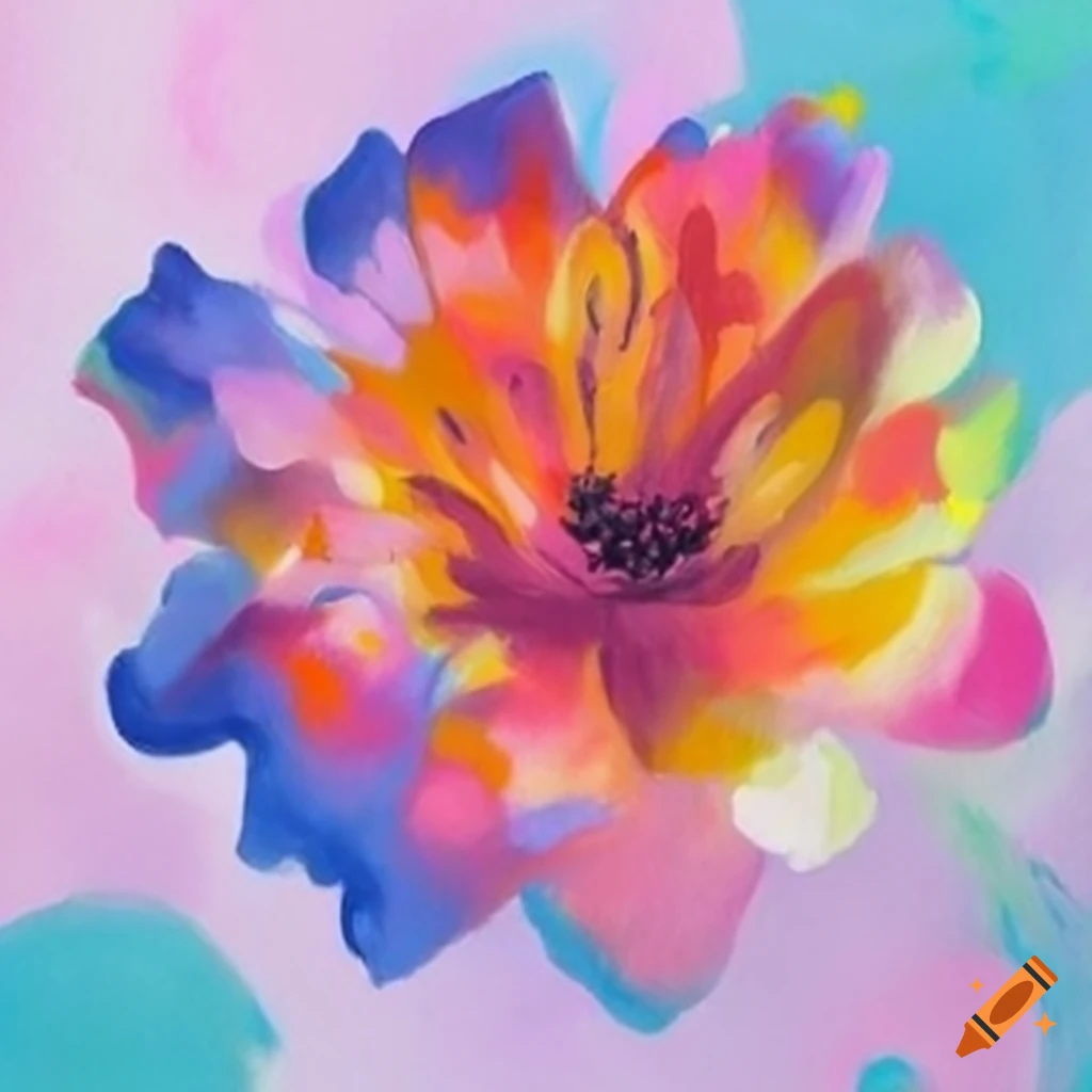 Colorful oil pastel artwork of flowers on Craiyon