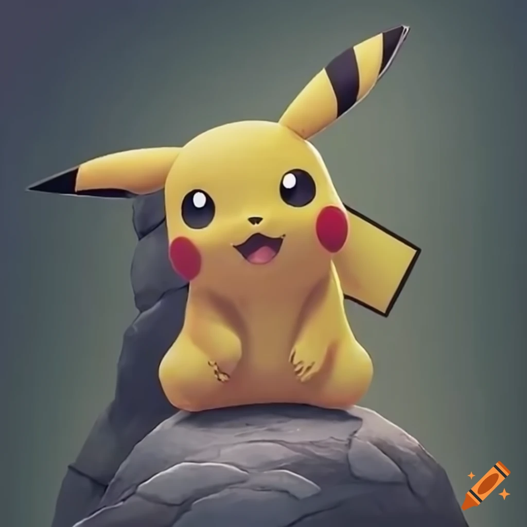 Pikachu sitting on a rock