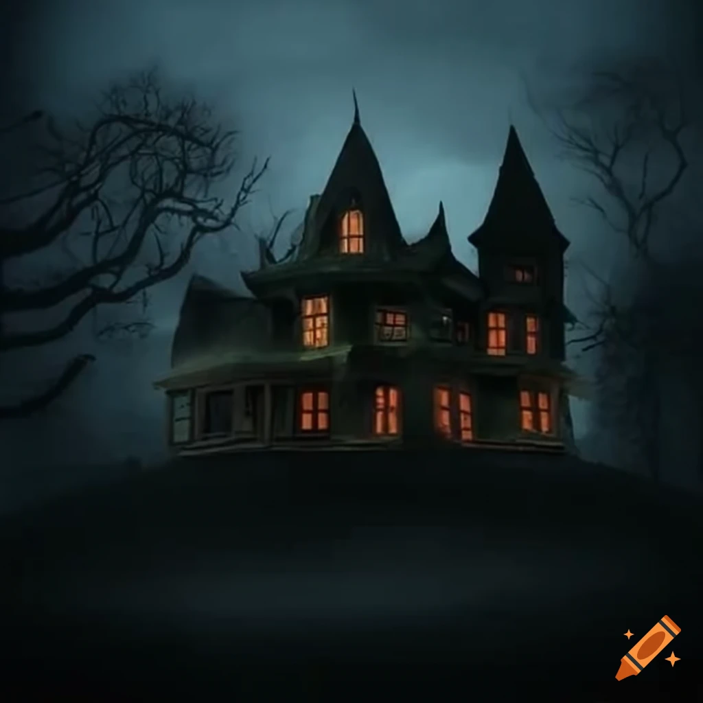 Image of a haunted house on a hill on Craiyon