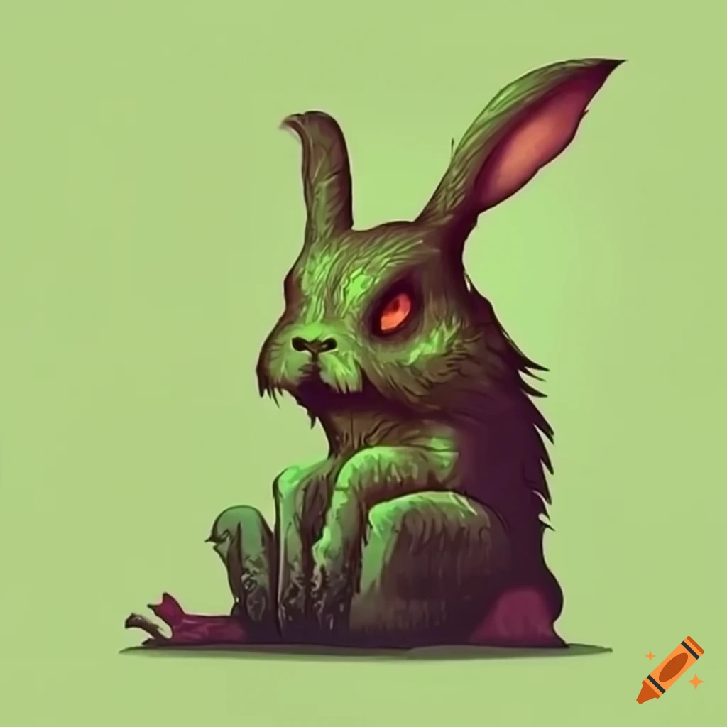 Image of a green rabbit-like creature with nature magic on Craiyon