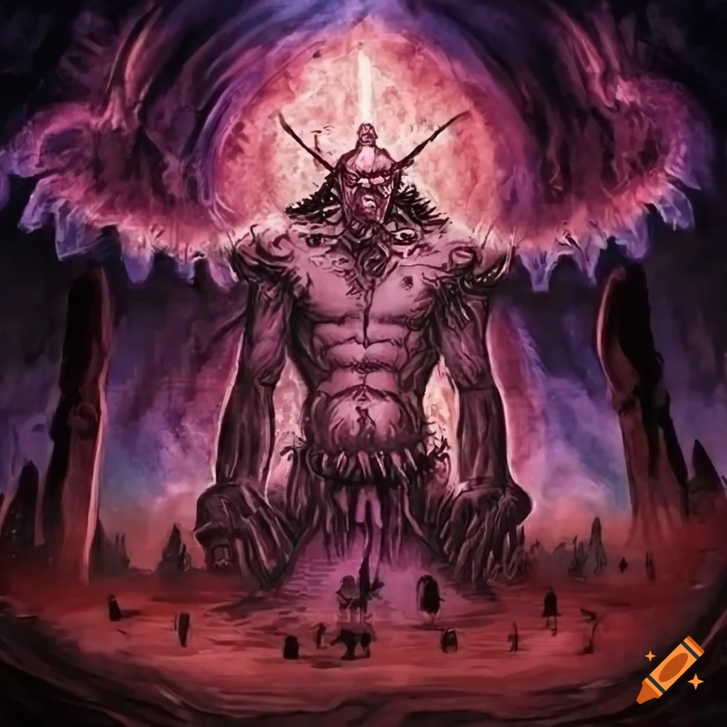 Artistic depiction of god's victory over satan's army on Craiyon