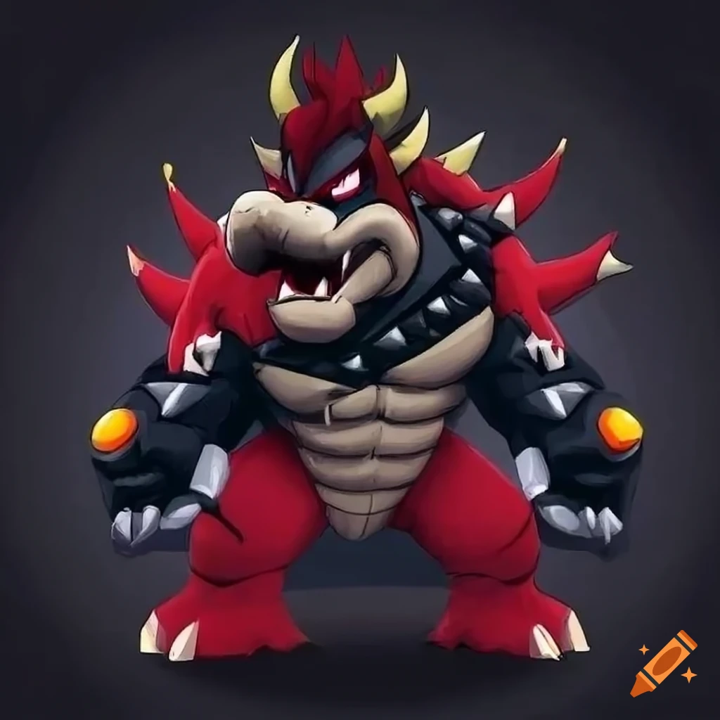 Dark bowser in muscular form in dark horse comics style