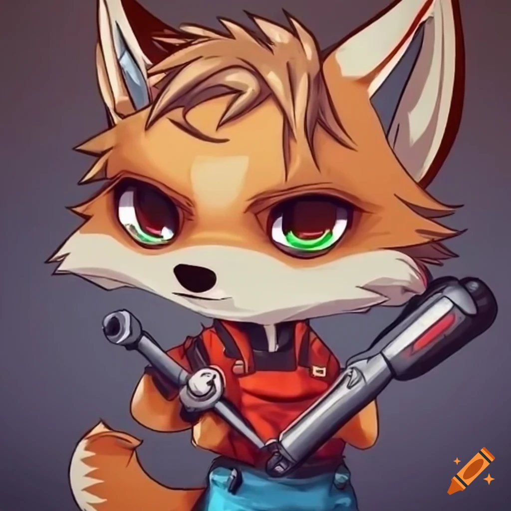 Chibi fox auto-mechanic illustration on Craiyon