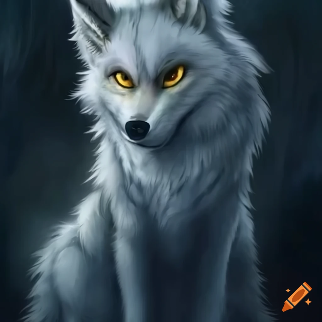 Anthropomorphic wolf spirit in classic anime art style on Craiyon