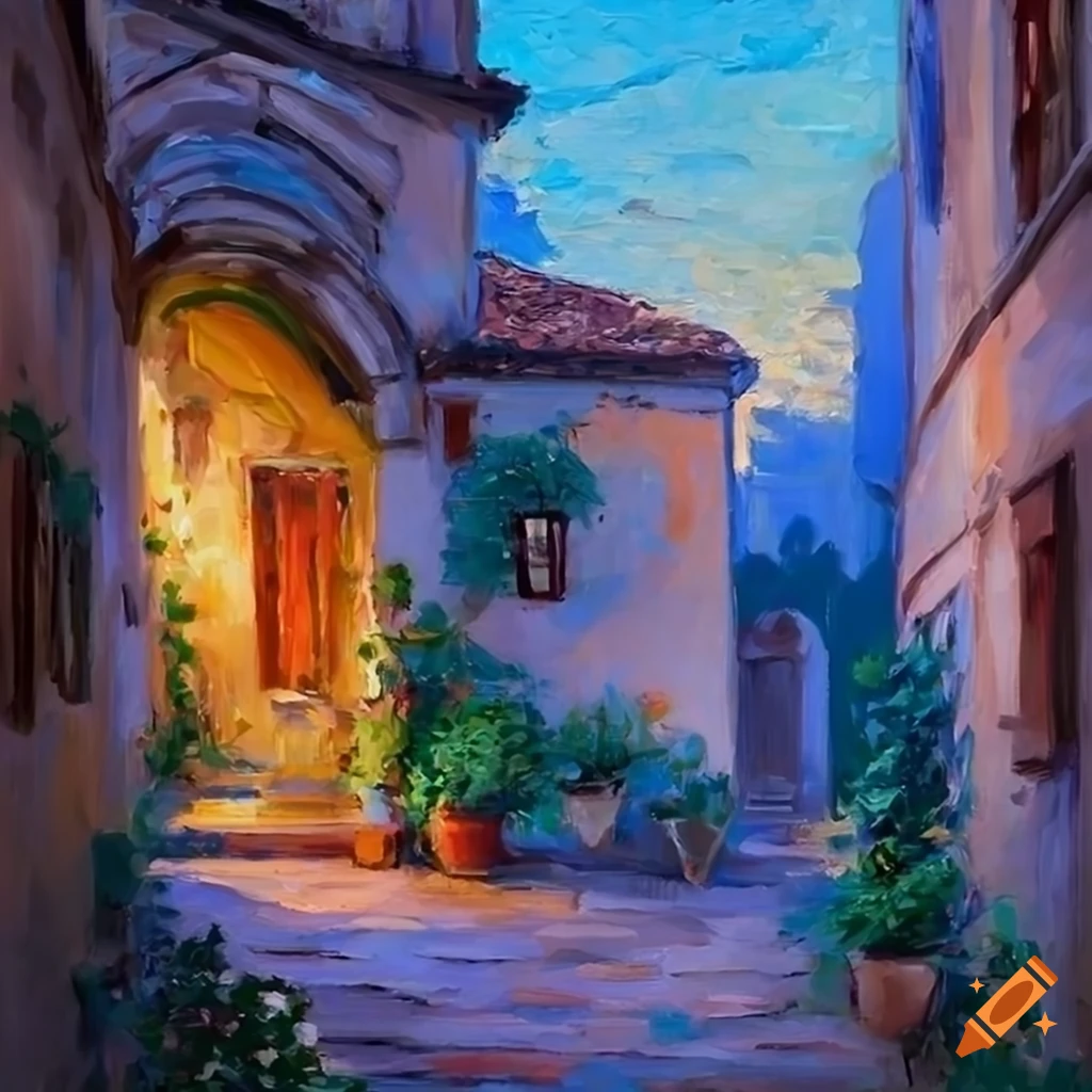 Impressionist painting of an inviting Italian house on Craiyon