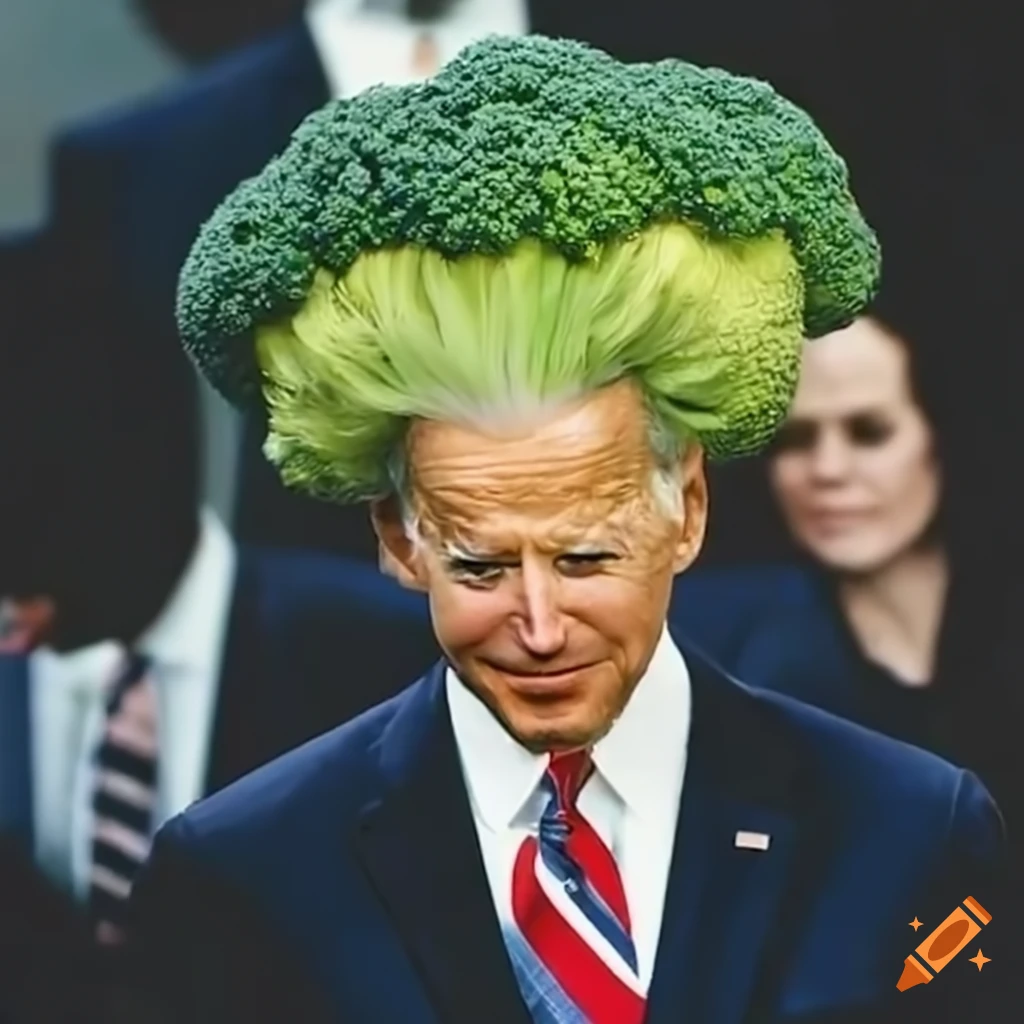 Joe Biden in a unique costume made of potatoes and broccoli on Craiyon